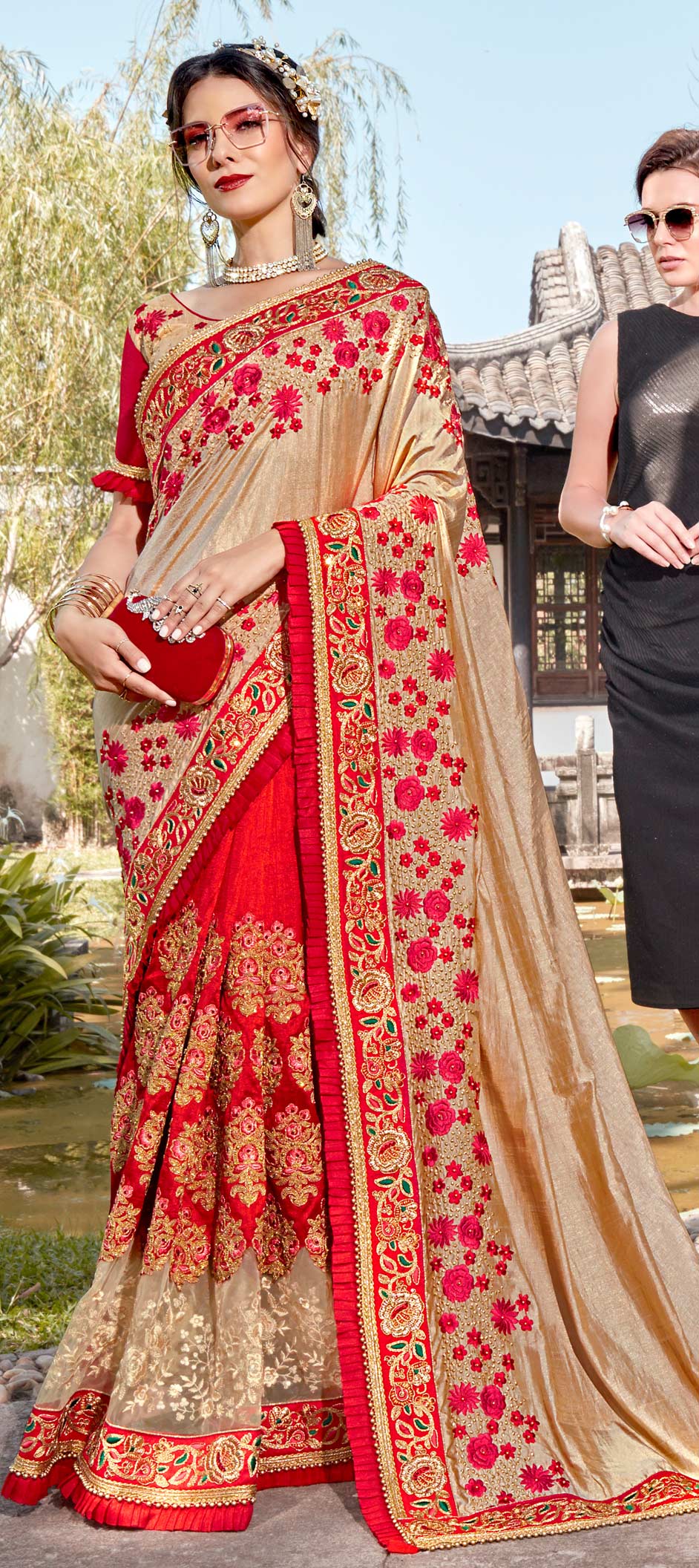 Bridal, Festive, Reception, Wedding Beige and Brown, Red and Maroon ...