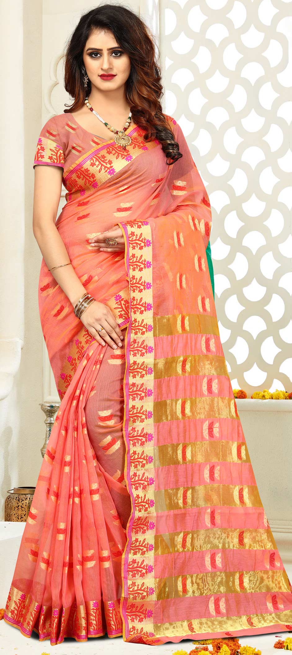 Casual, Traditional Pink and Majenta color Silk, Silk cotton fabric ...