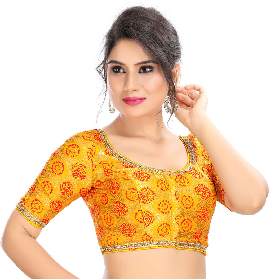 Yellow color Brocade fabric Blouse : 1594999