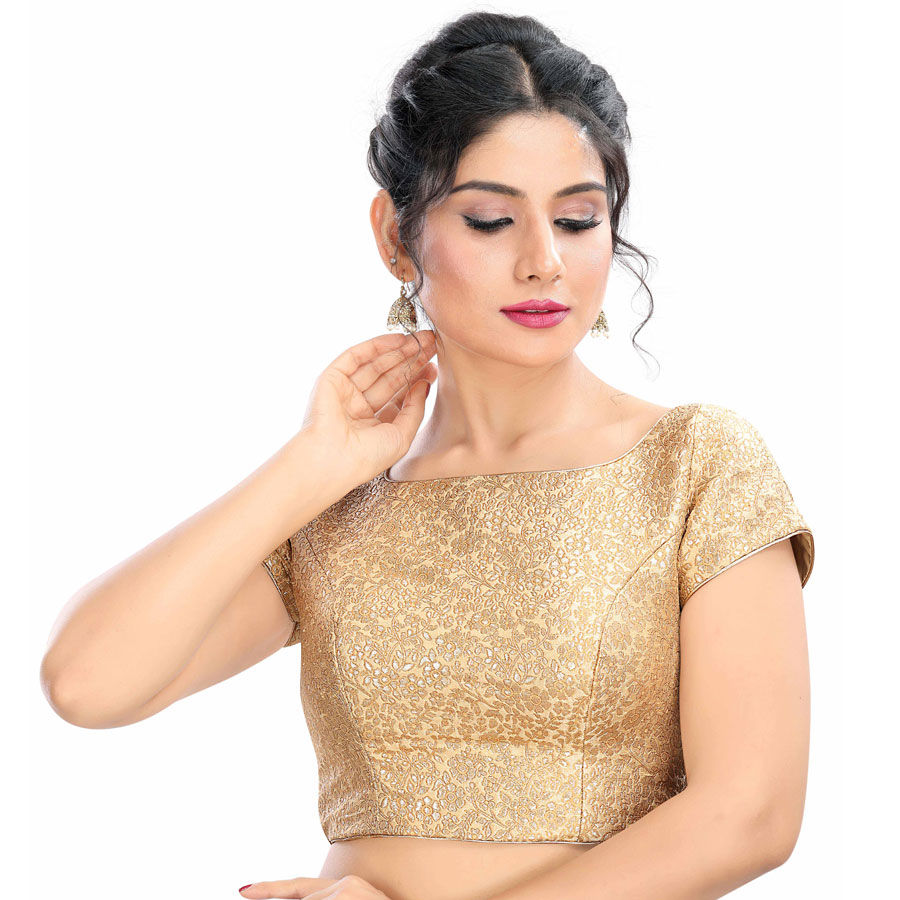 Gold color Brocade fabric Blouse : 1595016