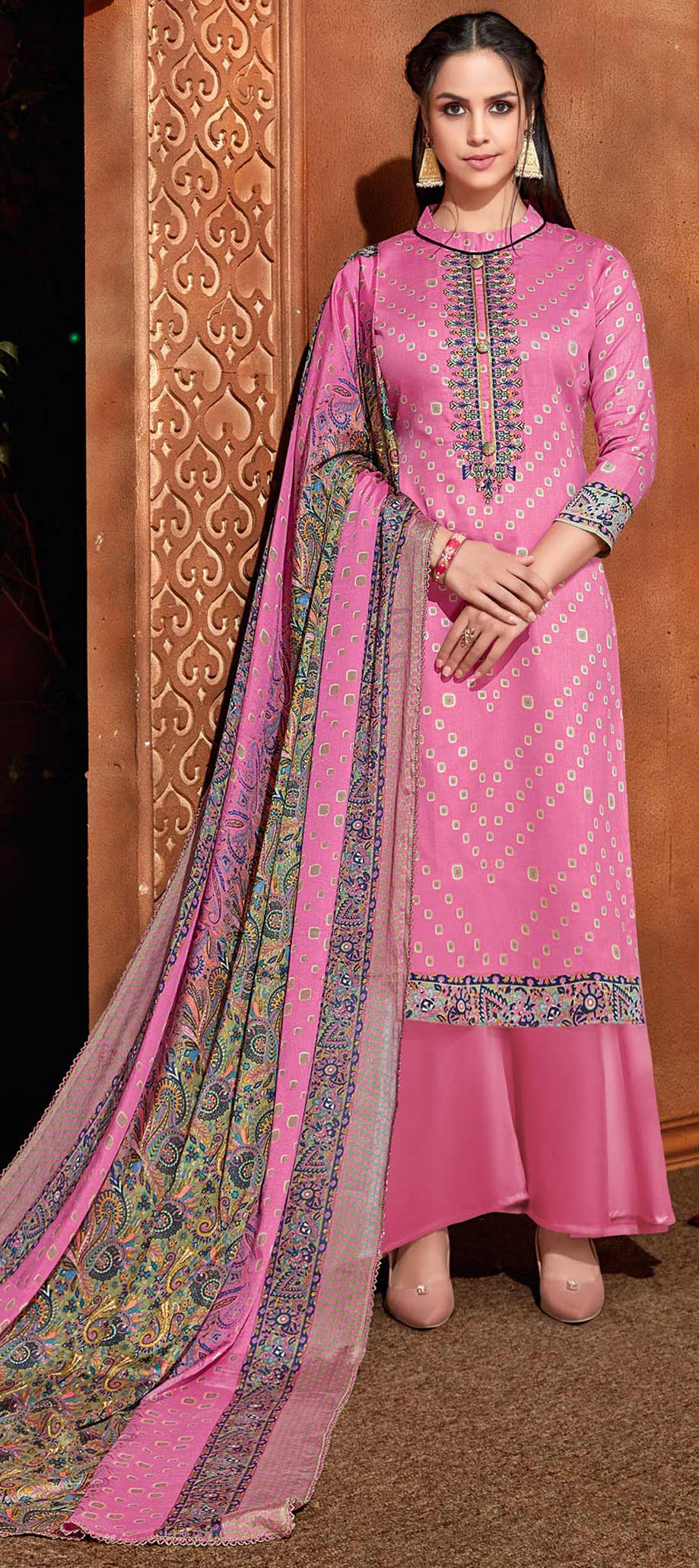 Casual, Festive Pink and Majenta color Cotton fabric Salwar Kameez ...