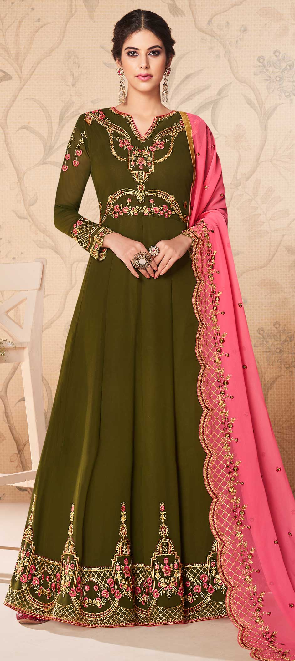Mehendi Sangeet, Party Wear Green color Georgette fabric Salwar Kameez ...