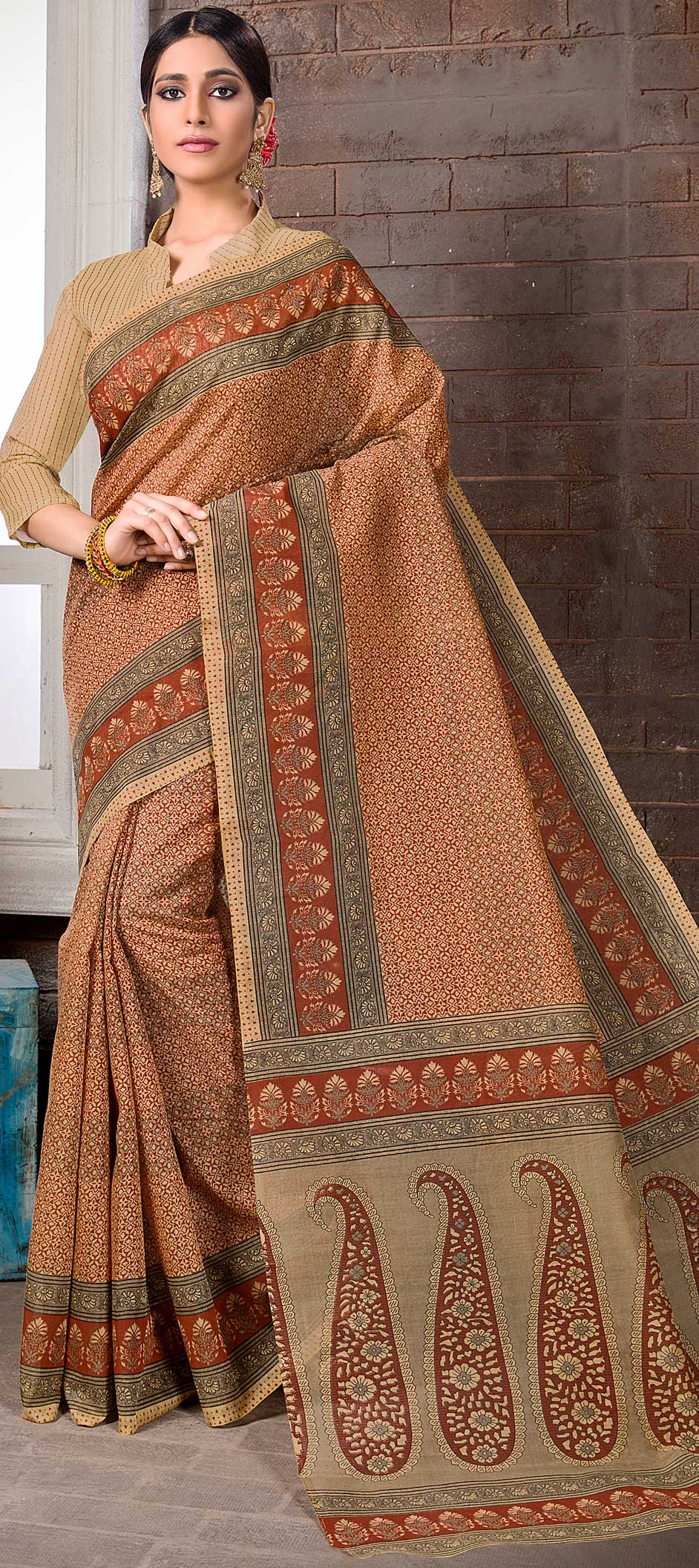 Casual Multicolor color Cotton fabric Saree : 1596661