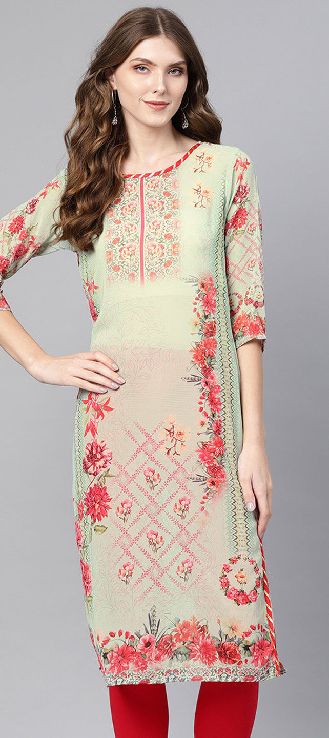 Casual Green color Georgette fabric Kurti : 1600435