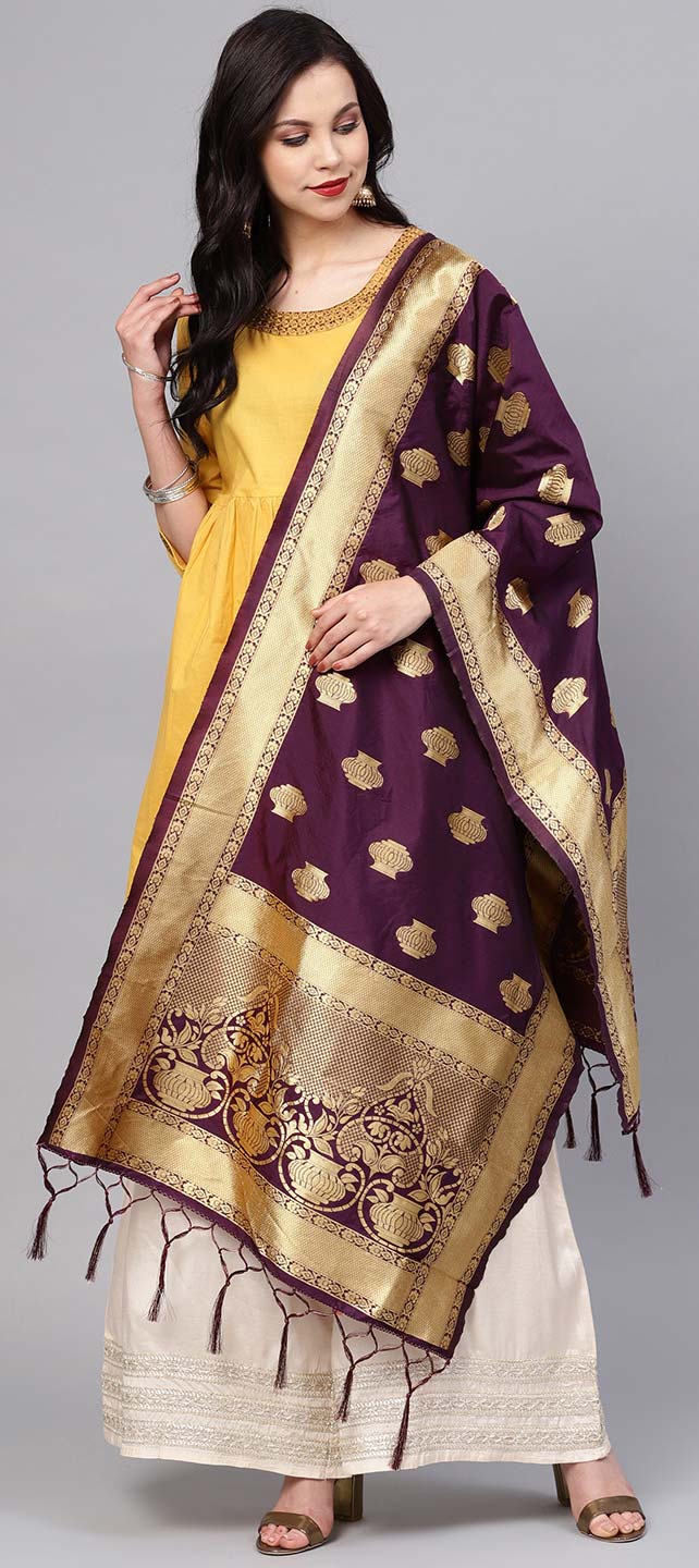 Casual Purple and Violet color Banarasi Silk fabric Dupatta : 1603196