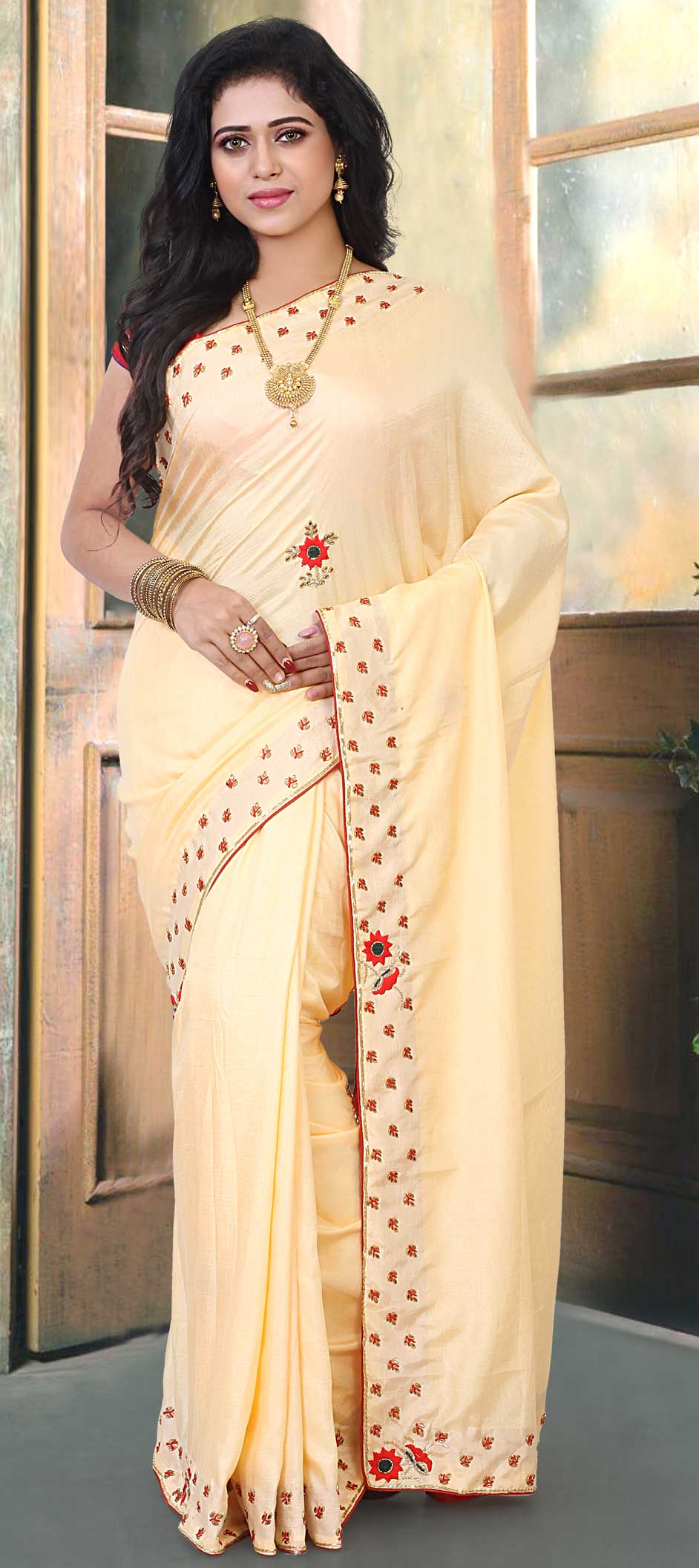 Bridal, Traditional, Wedding Yellow color Satin Silk, Silk fabric Saree ...