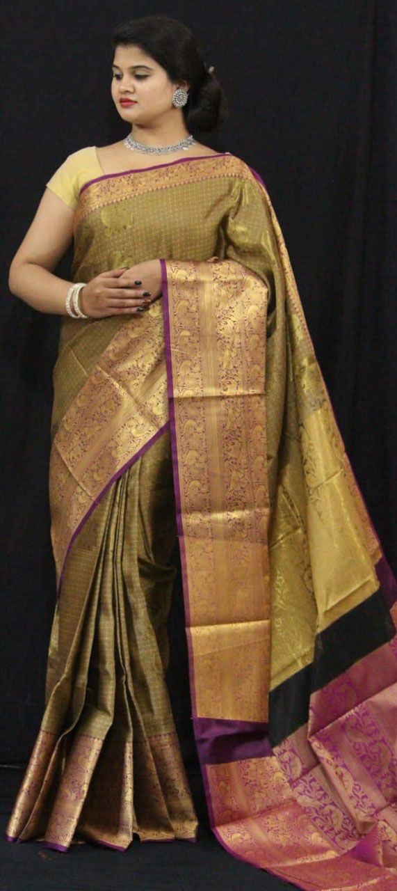 Traditional Green color Silk, Tissue fabric Saree : 1604504