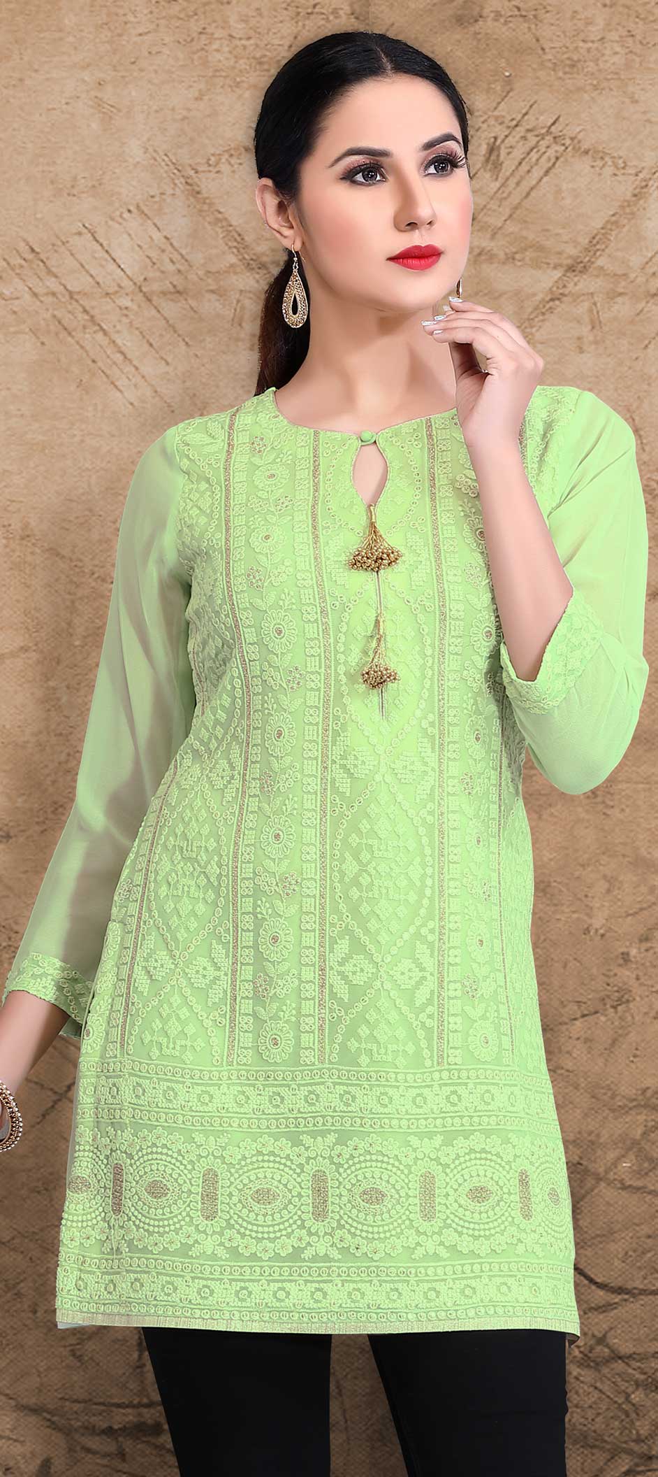 Casual Green color Georgette fabric Kurti : 1604753