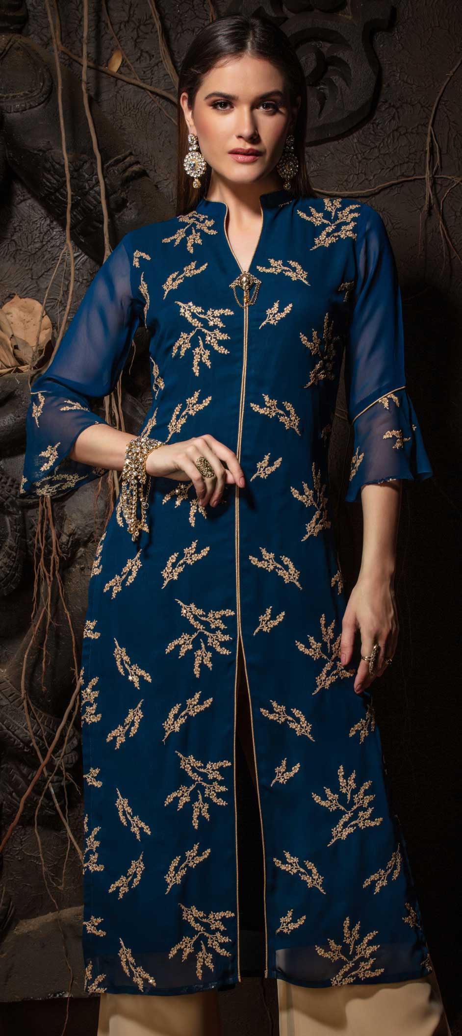 Casual Blue color Georgette fabric Kurti : 1604764