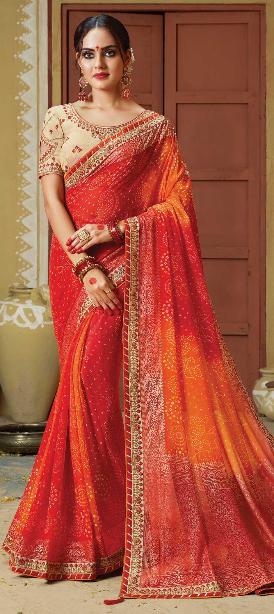 Casual, Festive Multicolor color Georgette fabric Saree : 1607958