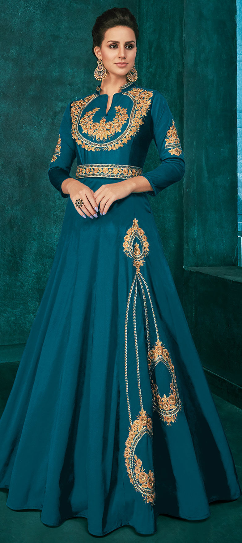 Party Wear Blue color Art Silk fabric Gown : 1608788