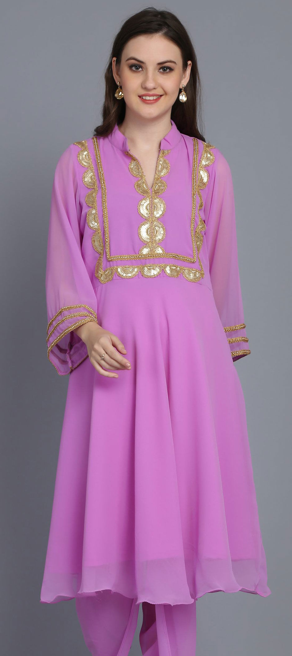 Party Wear Purple and Violet color Georgette fabric Kurti : 1608811
