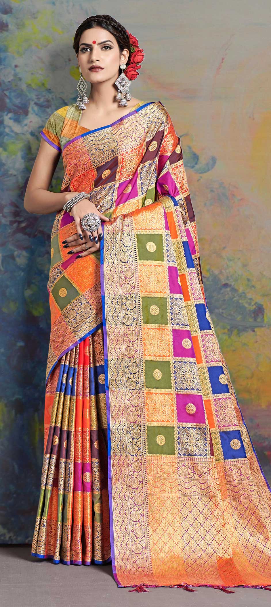 Traditional Multicolor color Silk, Uppada Silk fabric Saree : 1608864
