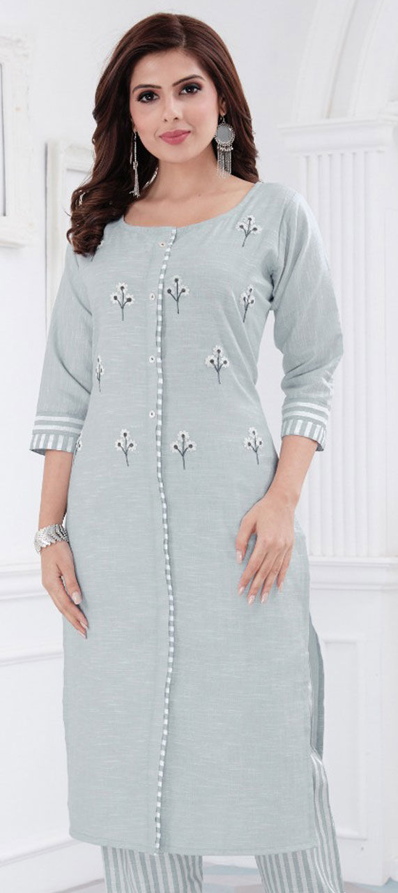 Casual Black and Grey color Cotton fabric Kurti : 1609010