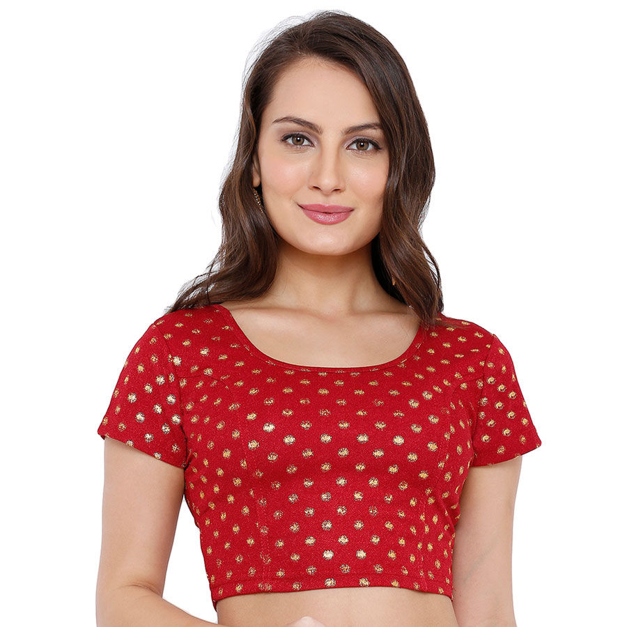Red and Maroon color Cotton, Lycra fabric Blouse : 1610526