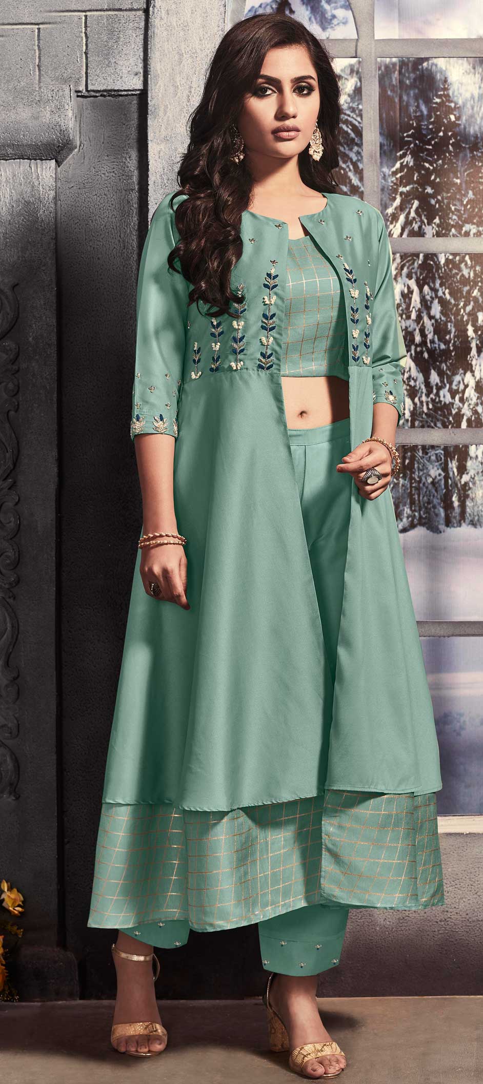 Party Wear Blue color Satin Silk fabric Gown : 1611144