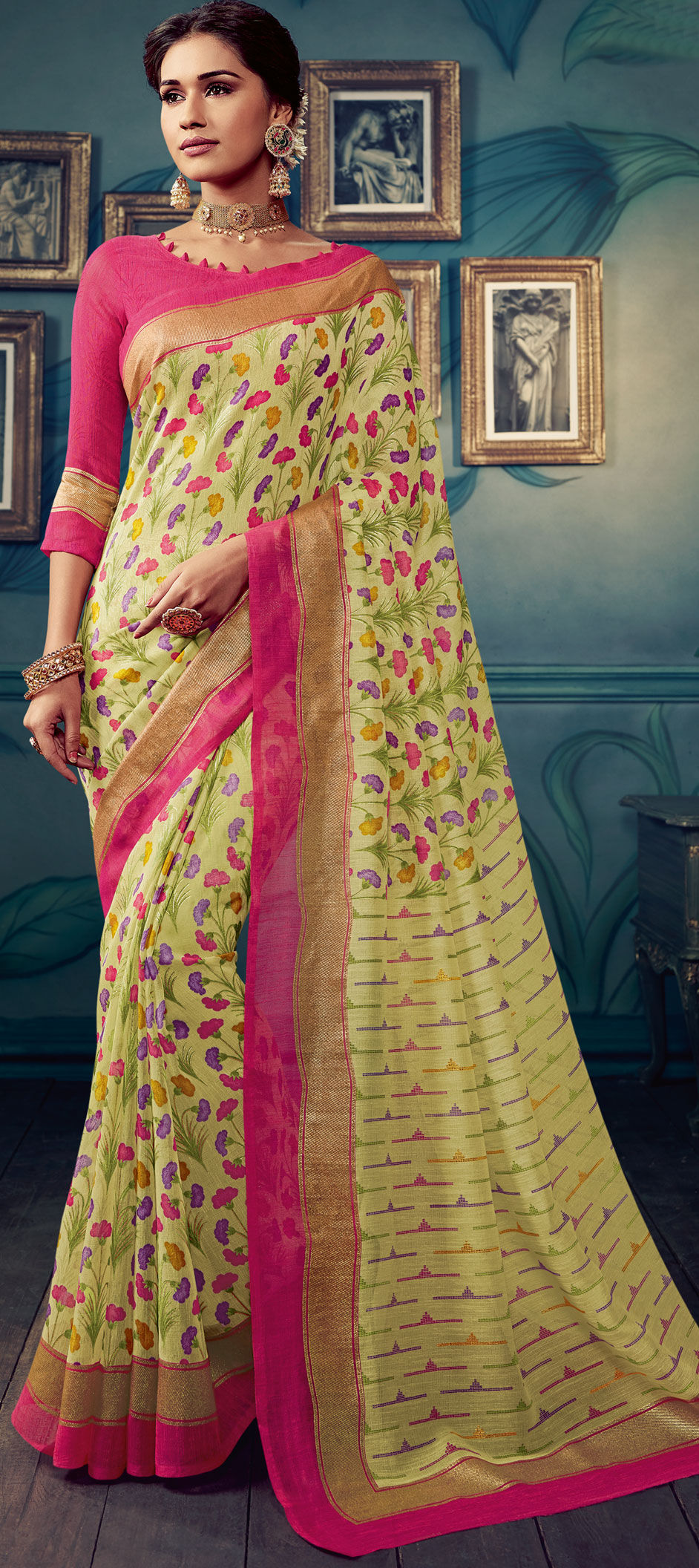 Traditional Multicolor color Silk, Silk cotton fabric Saree : 1611156