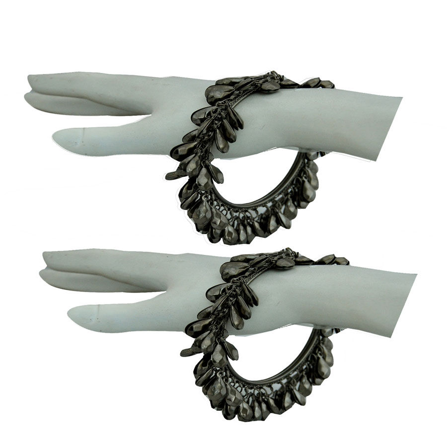 Black and Grey color Metal Alloy metal Bangles : 1613026
