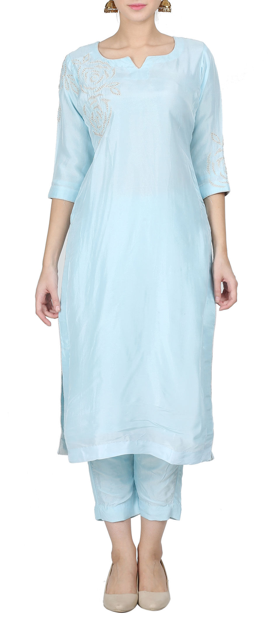 Festive, Party Wear, Reception Blue color Silk fabric Tunic with Bottom ...