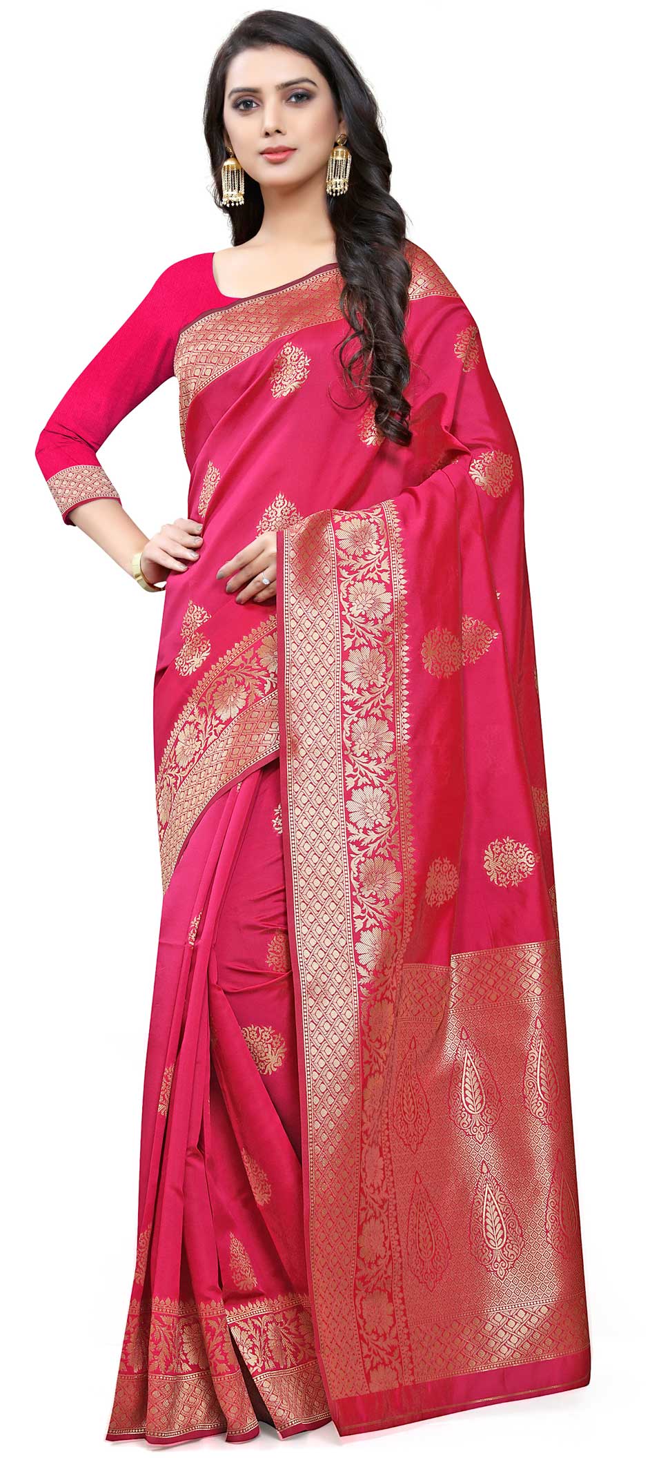 Casual, Traditional Pink and Majenta color Banarasi Silk, Silk fabric ...