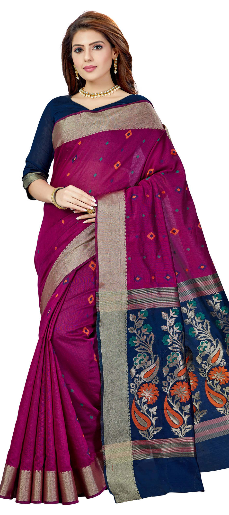 Casual, Traditional Pink and Majenta color Chanderi Silk, Silk fabric ...
