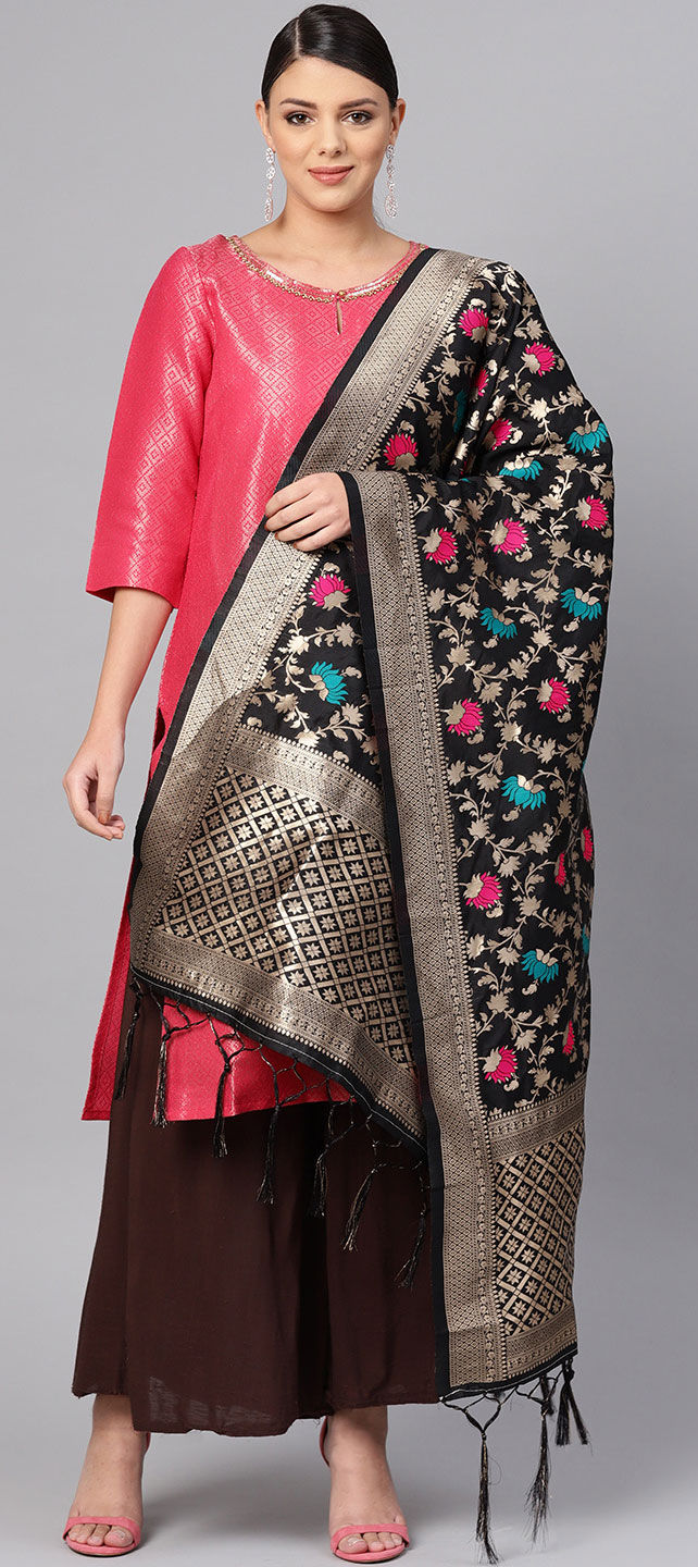 Casual Black and Grey color Art Silk fabric Dupatta : 1619317