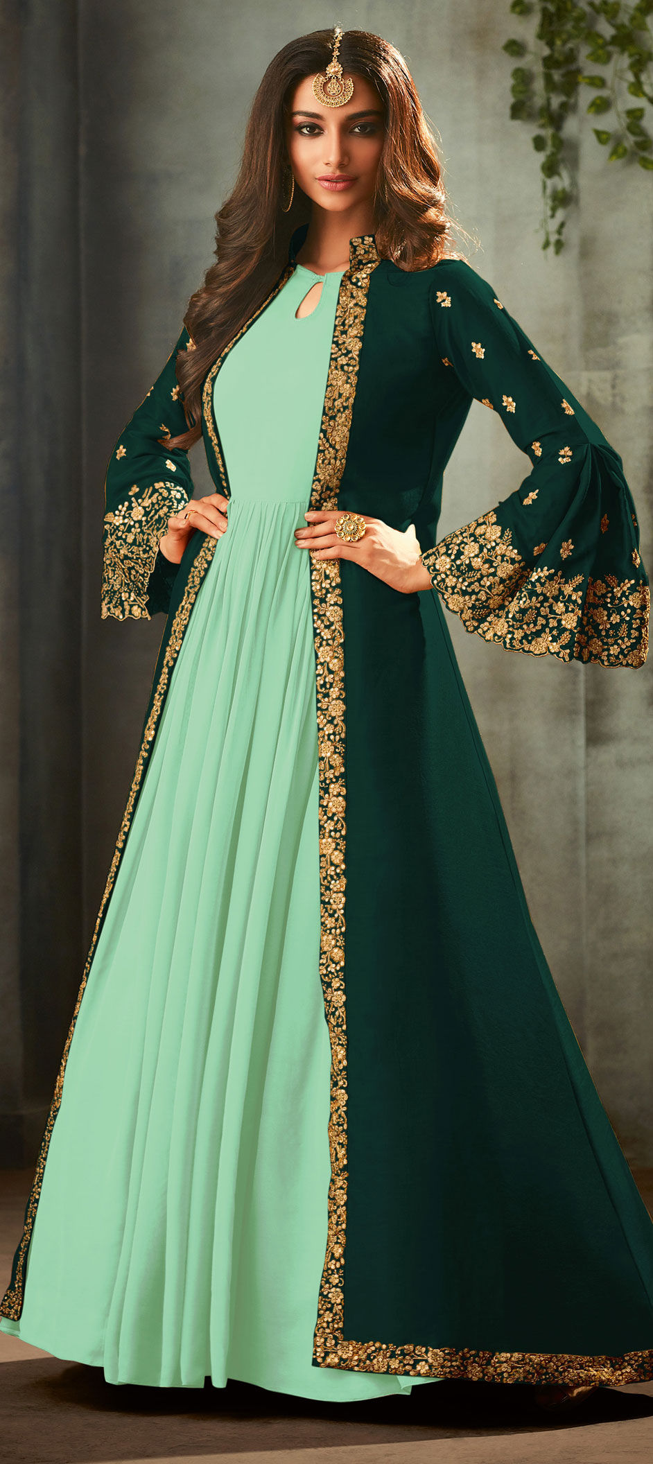 Festive, Mehendi Sangeet, Reception Green color Georgette fabric Salwar ...