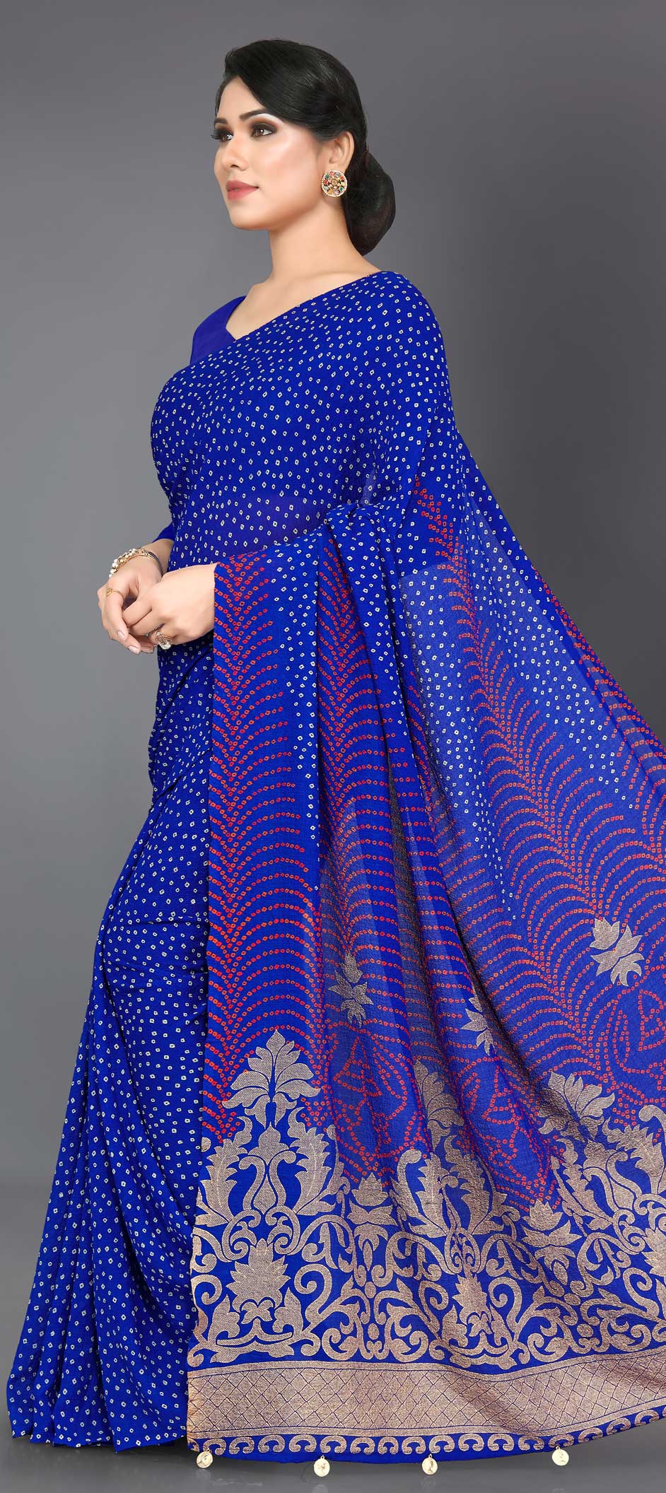 Casual Blue color Georgette fabric Saree : 1619961