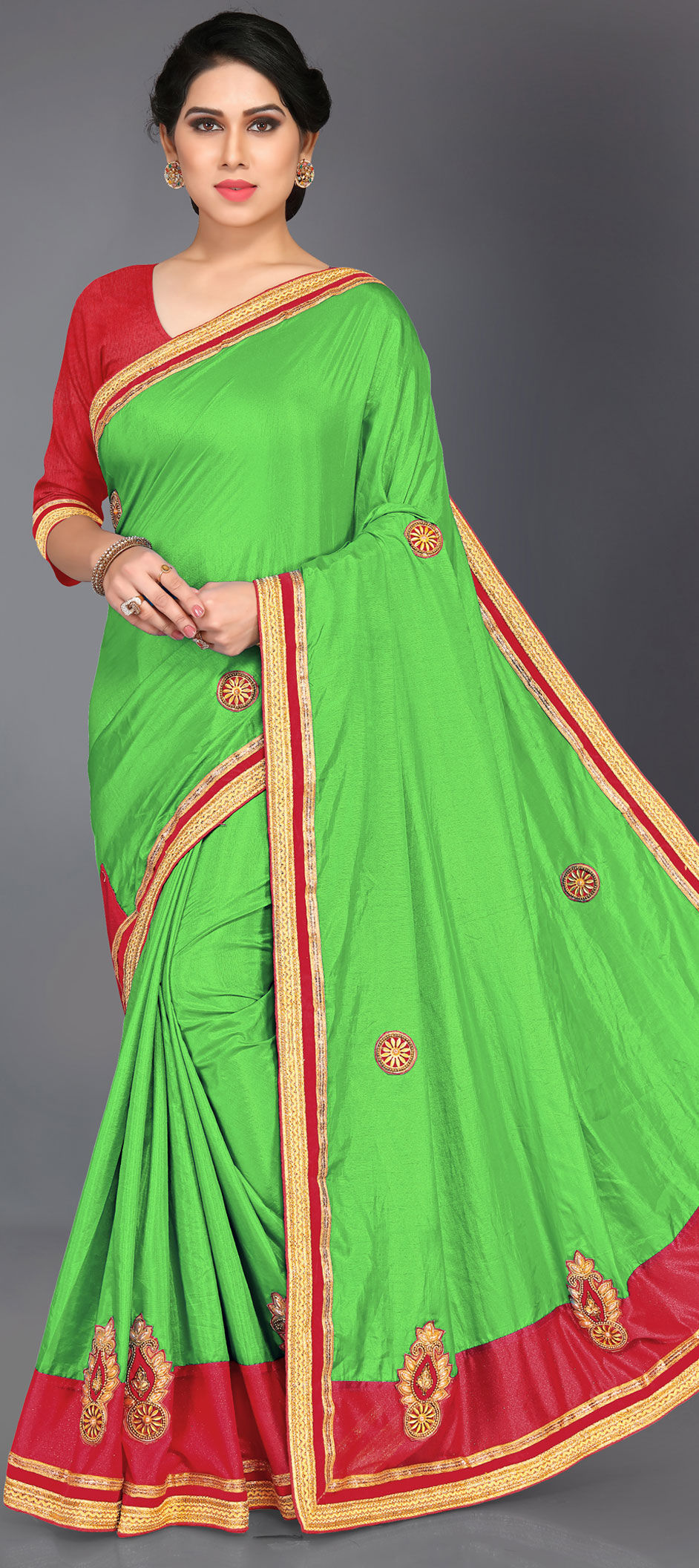Traditional Green color Sana Silk, Silk fabric Saree : 1620067