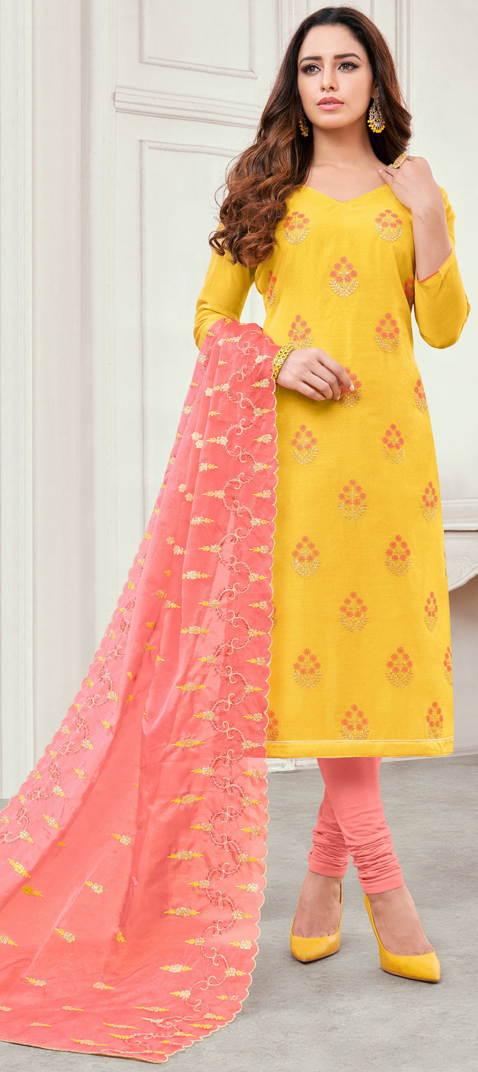 Casual Yellow color Cotton fabric Salwar Kameez : 1620851