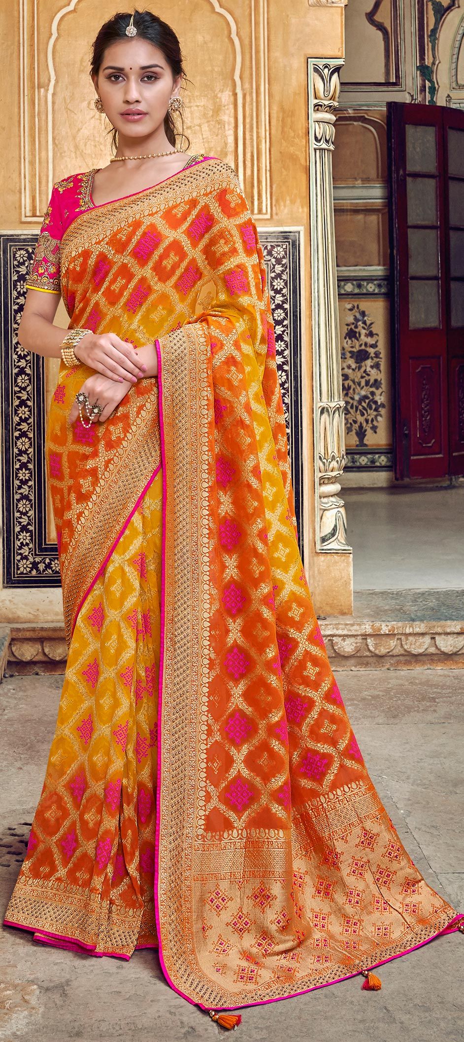 Bridal, Wedding Multicolor color Banarasi Silk, Silk fabric Saree : 1622378