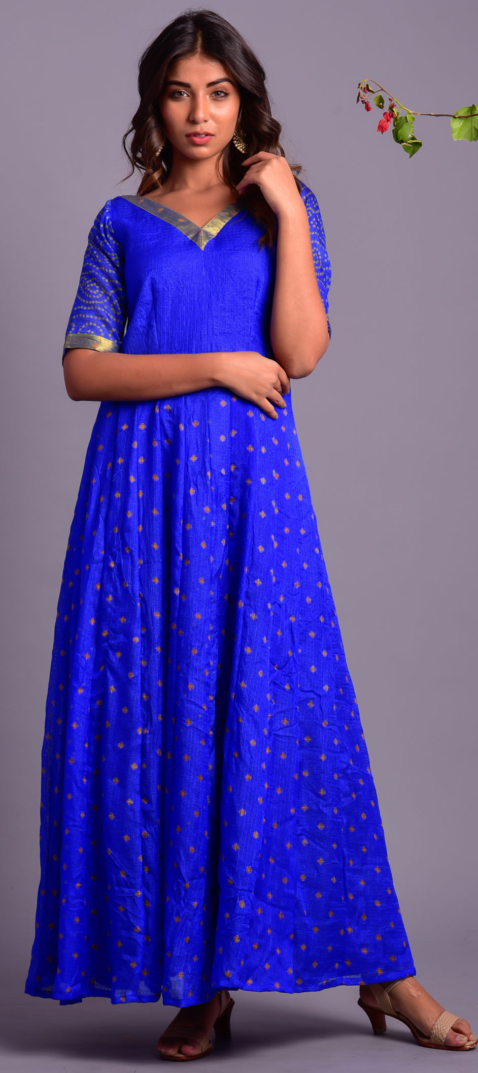 Designer Blue color Kota Doria Silk fabric Kurti : 1623763