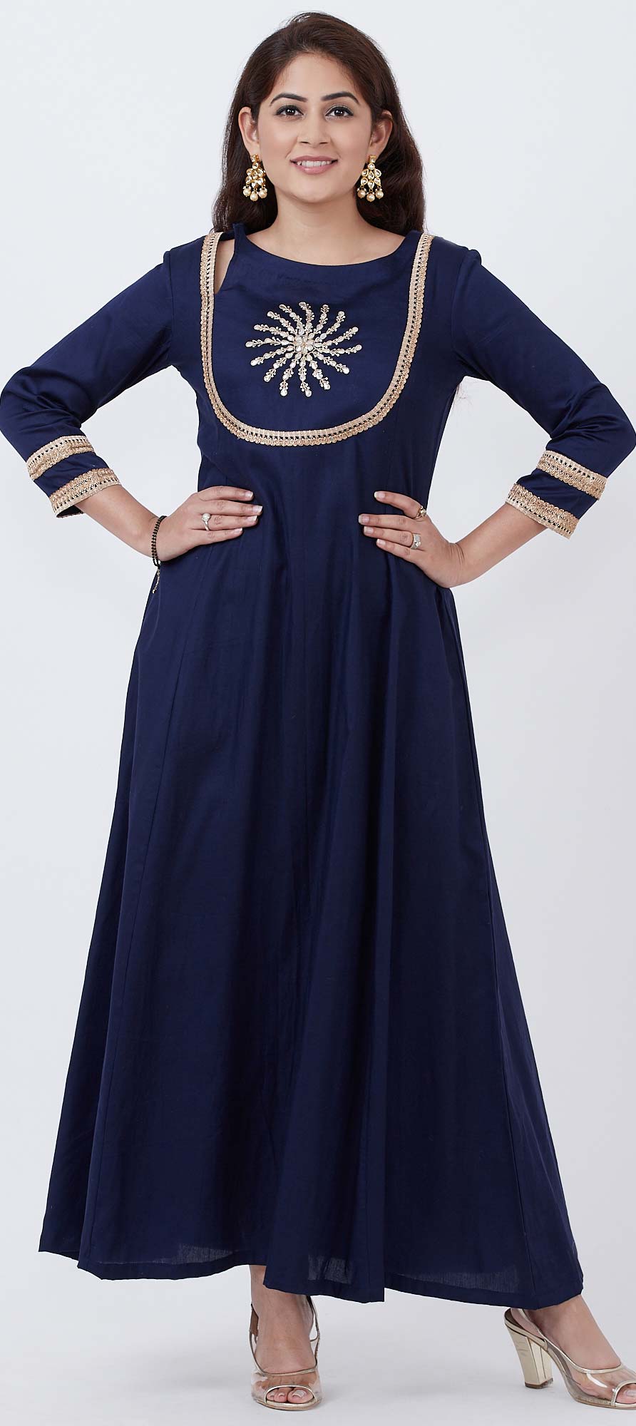 Designer Blue color Cotton fabric Kurti : 1625918