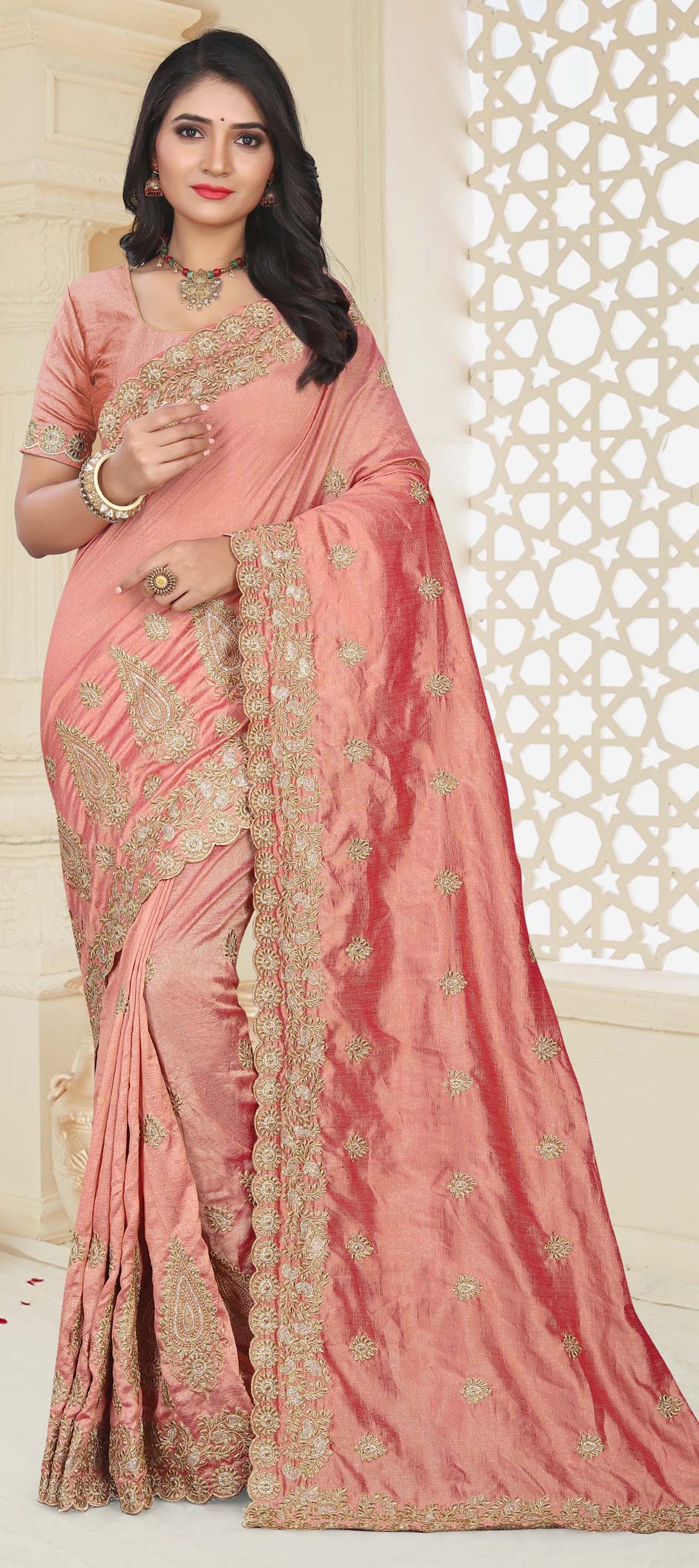 Traditional Pink and Majenta color Art Silk, Silk fabric Saree : 1627826