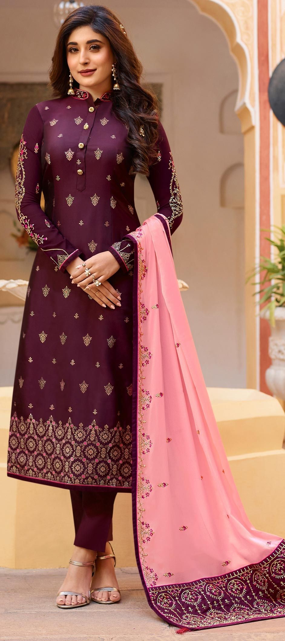 Bollywood Purple and Violet color Georgette fabric Salwar Kameez : 1628651
