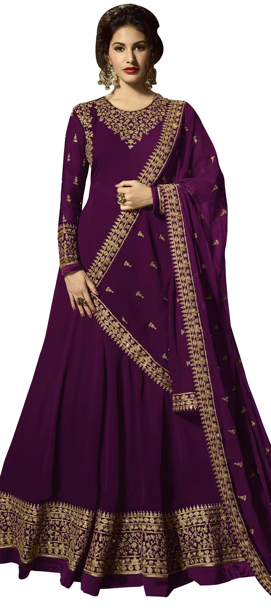 Festive, Party Wear Purple and Violet color Georgette fabric Salwar ...