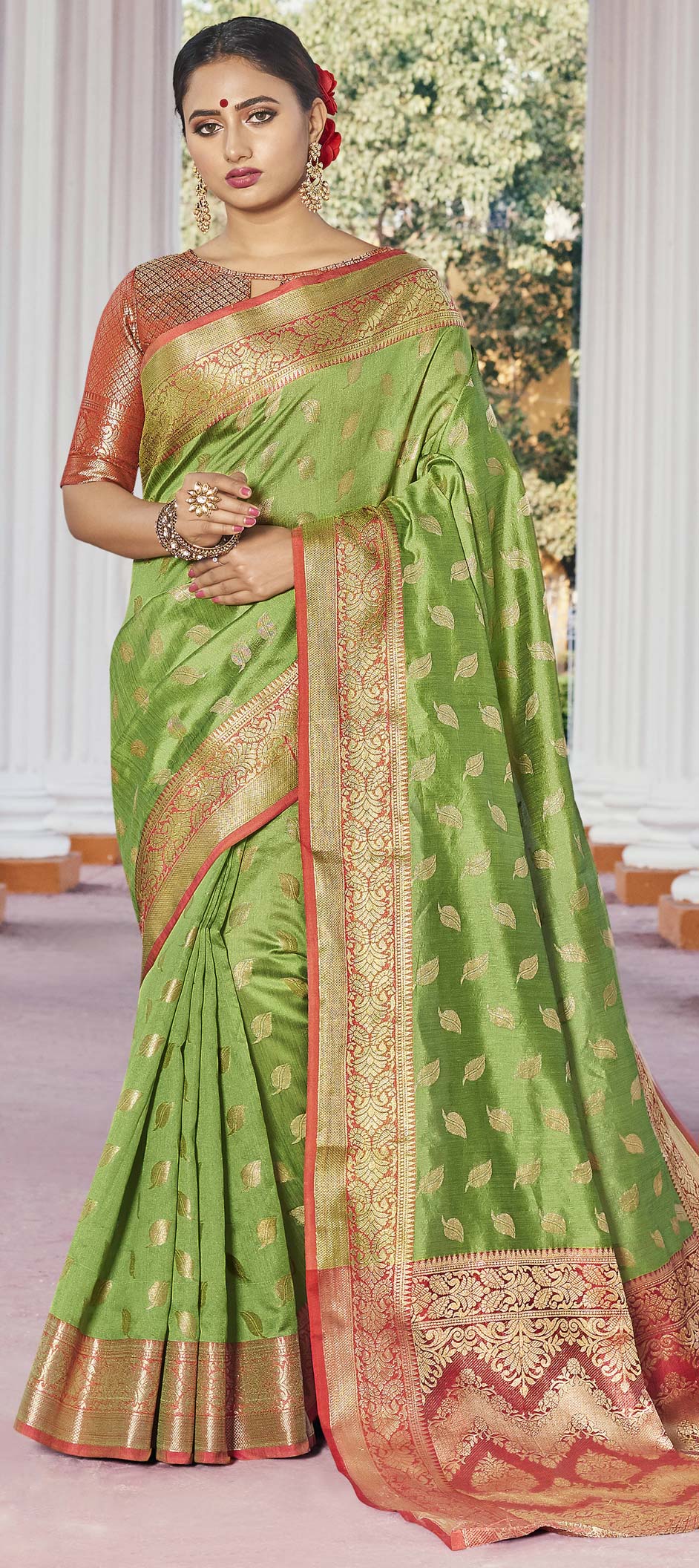 Traditional Green color Handloom fabric Saree : 1630677