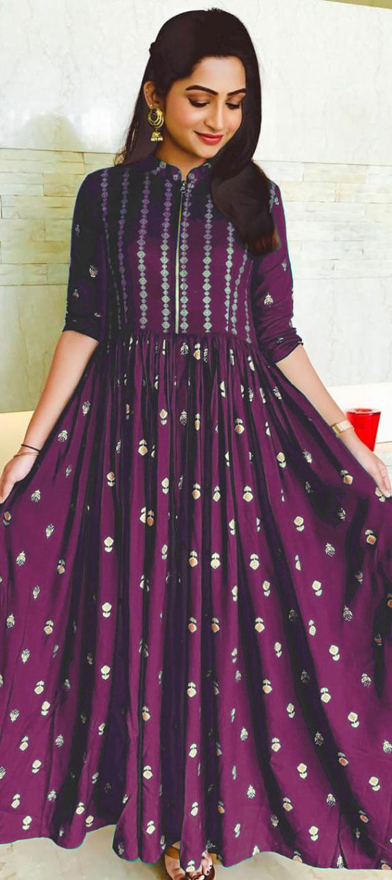 Casual Purple and Violet color Rayon fabric Kurti : 1632618