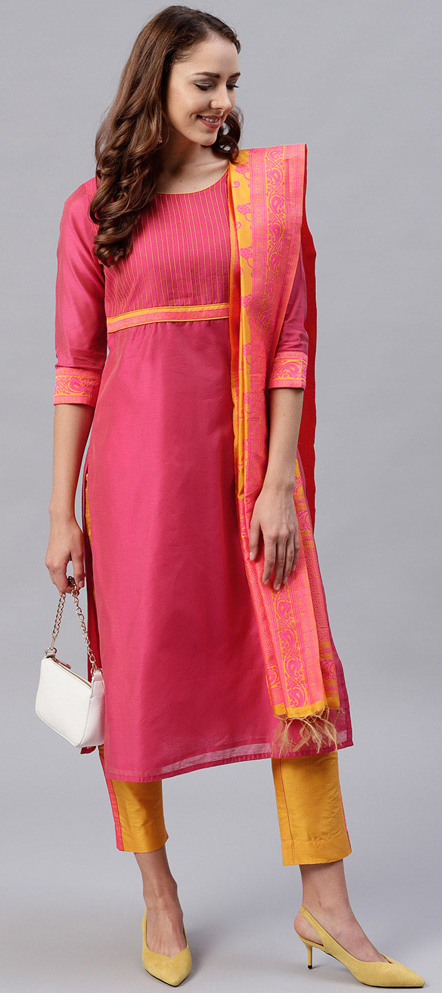 Casual Pink and Majenta color Rayon fabric Salwar Kameez : 1633698