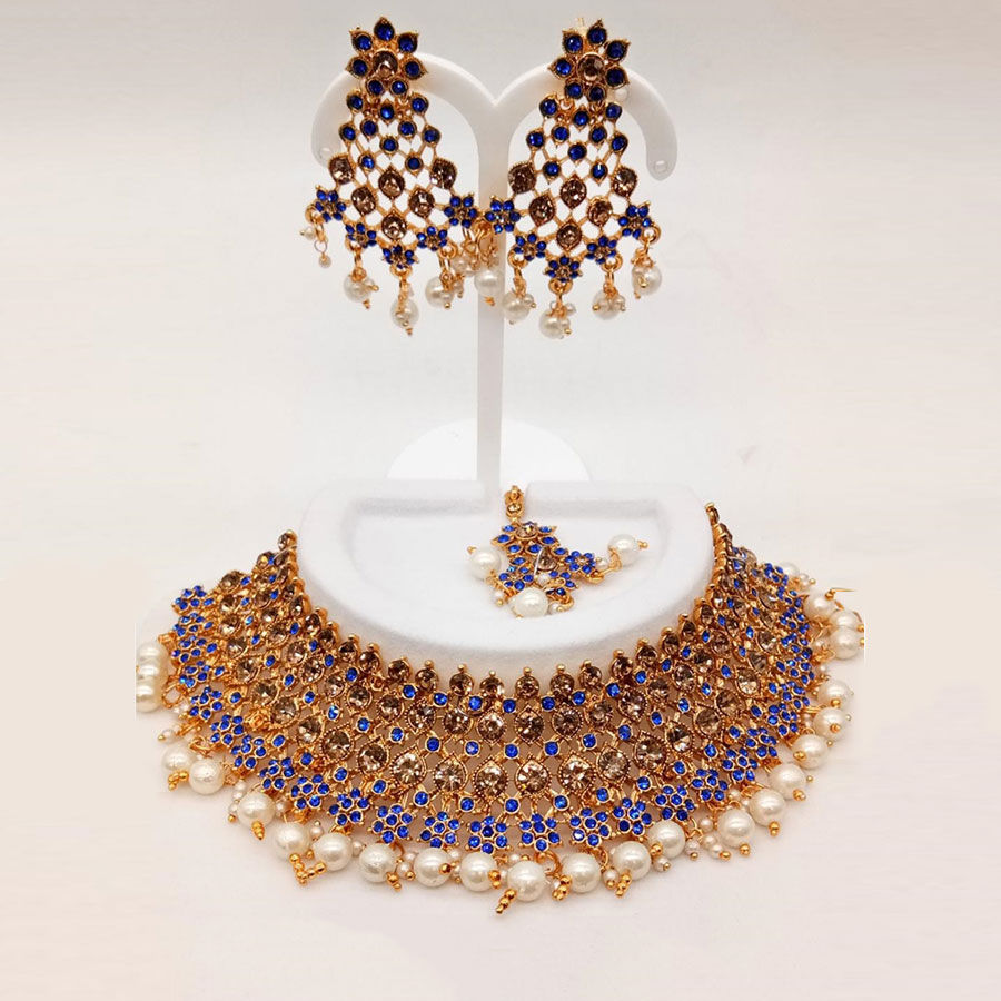 Blue color Metal Alloy metal Necklace : 1635233