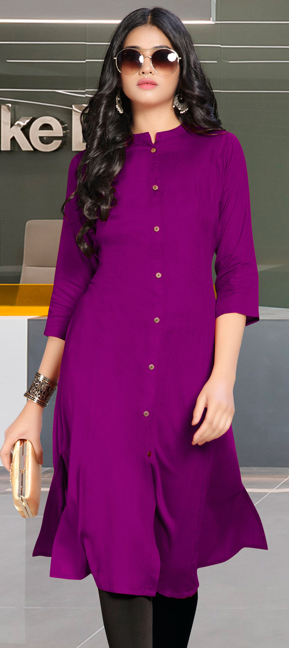 Casual Purple and Violet color Rayon fabric Kurti : 1636589