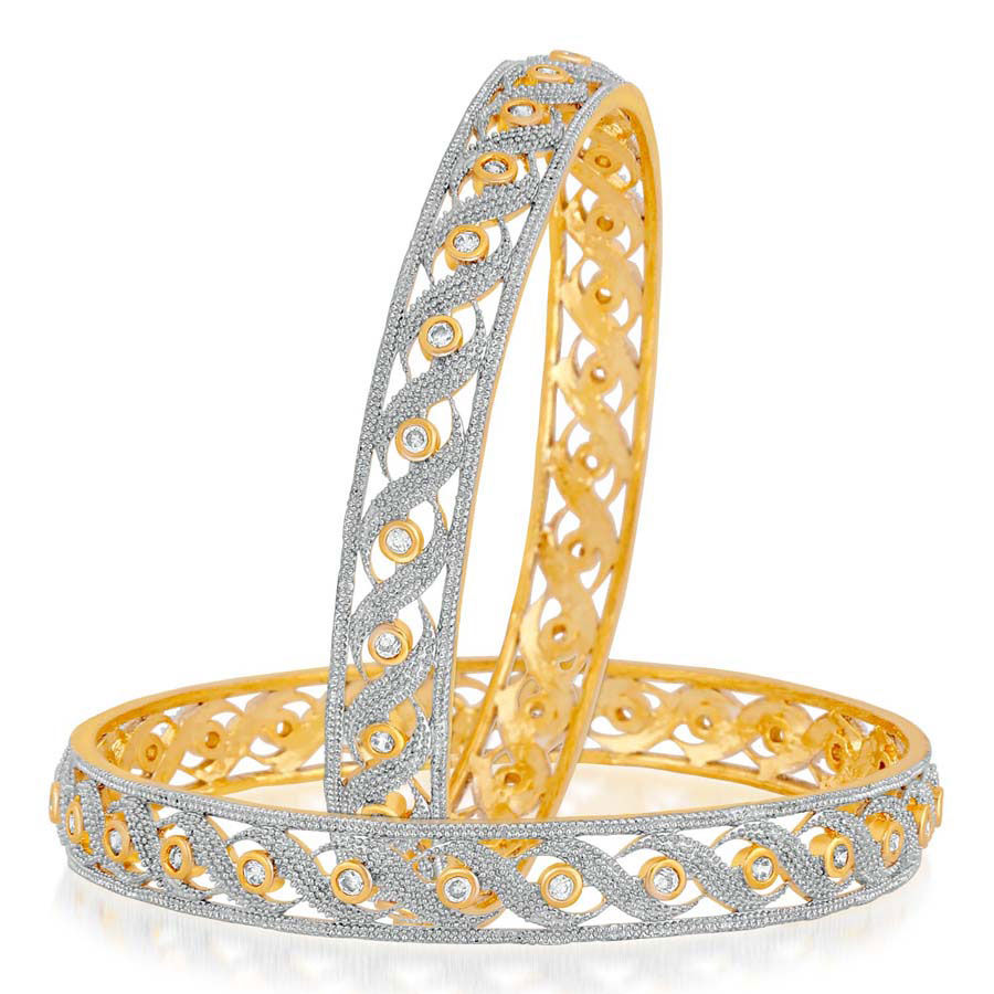 Gold and Silver color Brass metal Bangles : 1637096