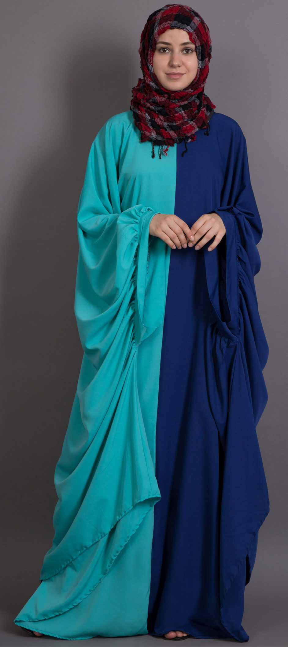 Blue color Polyester Silk fabric Abaya : 1637209