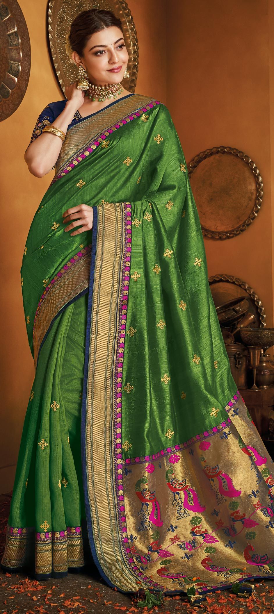 Bollywood Green color Art Silk, Silk fabric Saree : 1638501