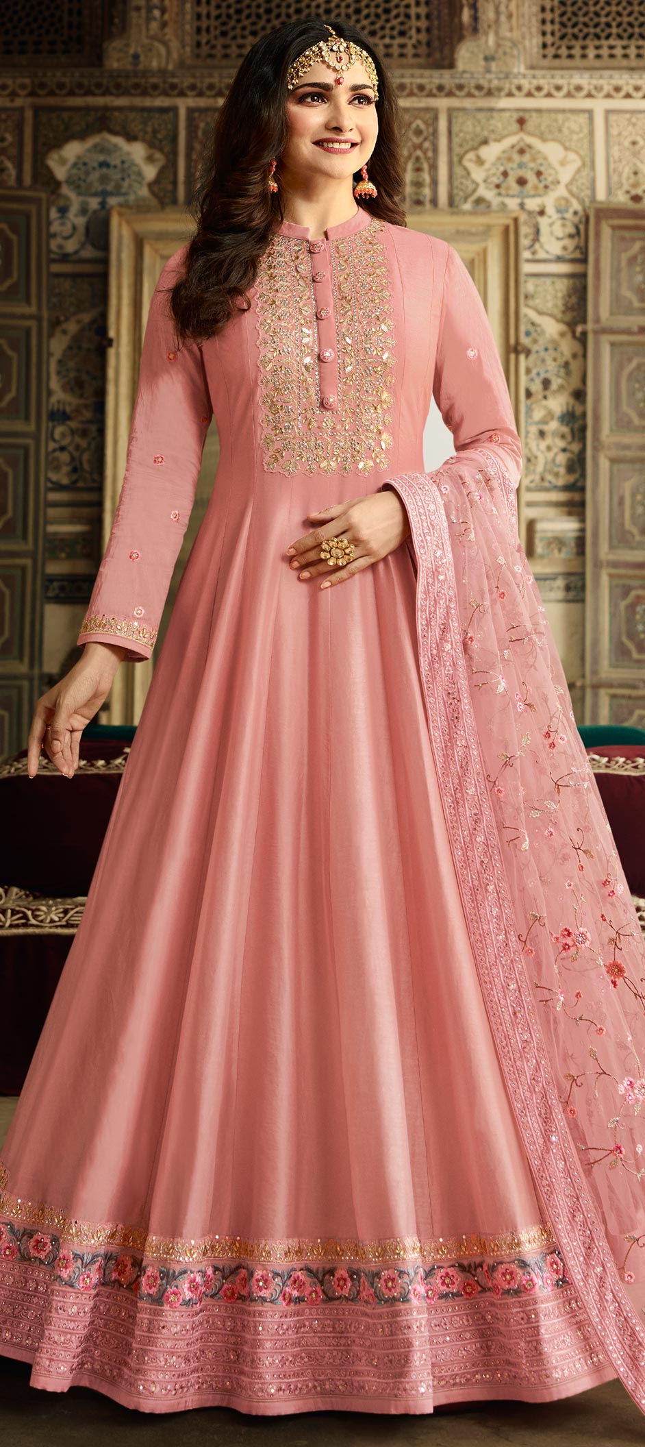 Bollywood Pink and Majenta color Art Silk fabric Salwar Kameez : 1639239