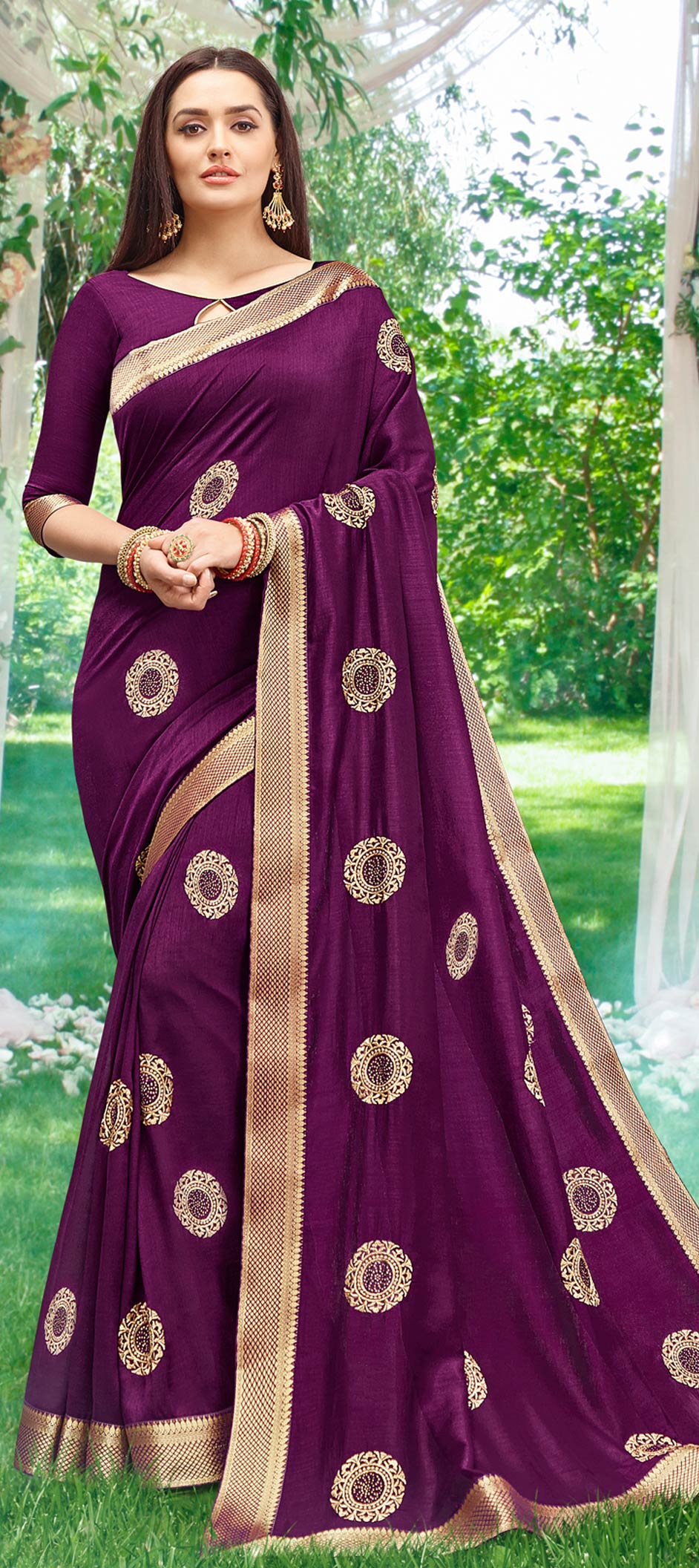 Traditional Purple and Violet color Art Silk, Silk fabric Saree : 1645022