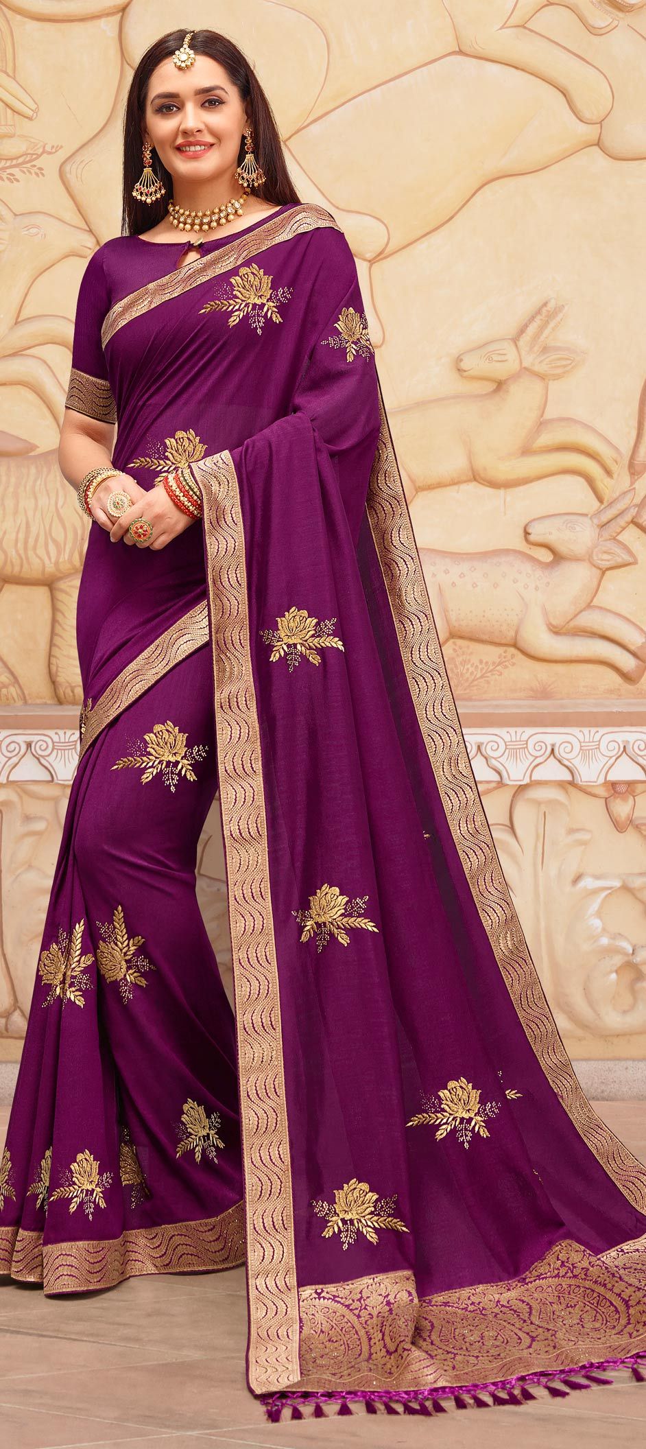 Traditional Purple and Violet color Sana Silk, Silk fabric Saree : 1645036