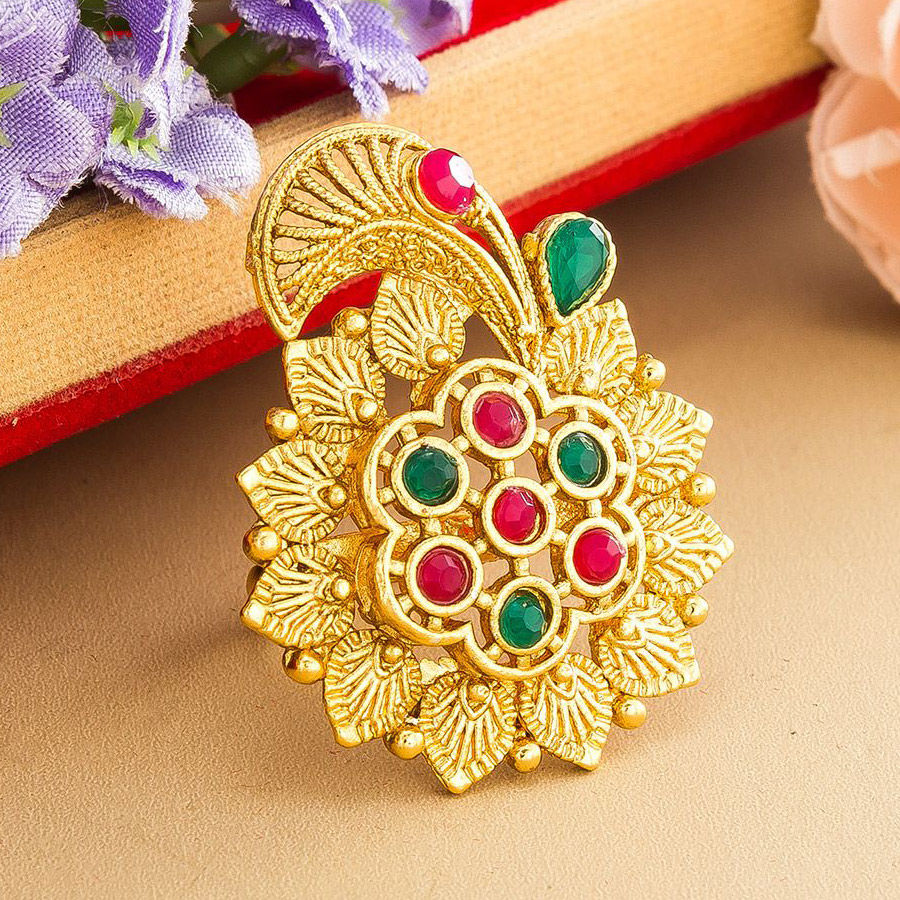 Green, Red and Maroon color Metal Alloy metal Ring : 1646176