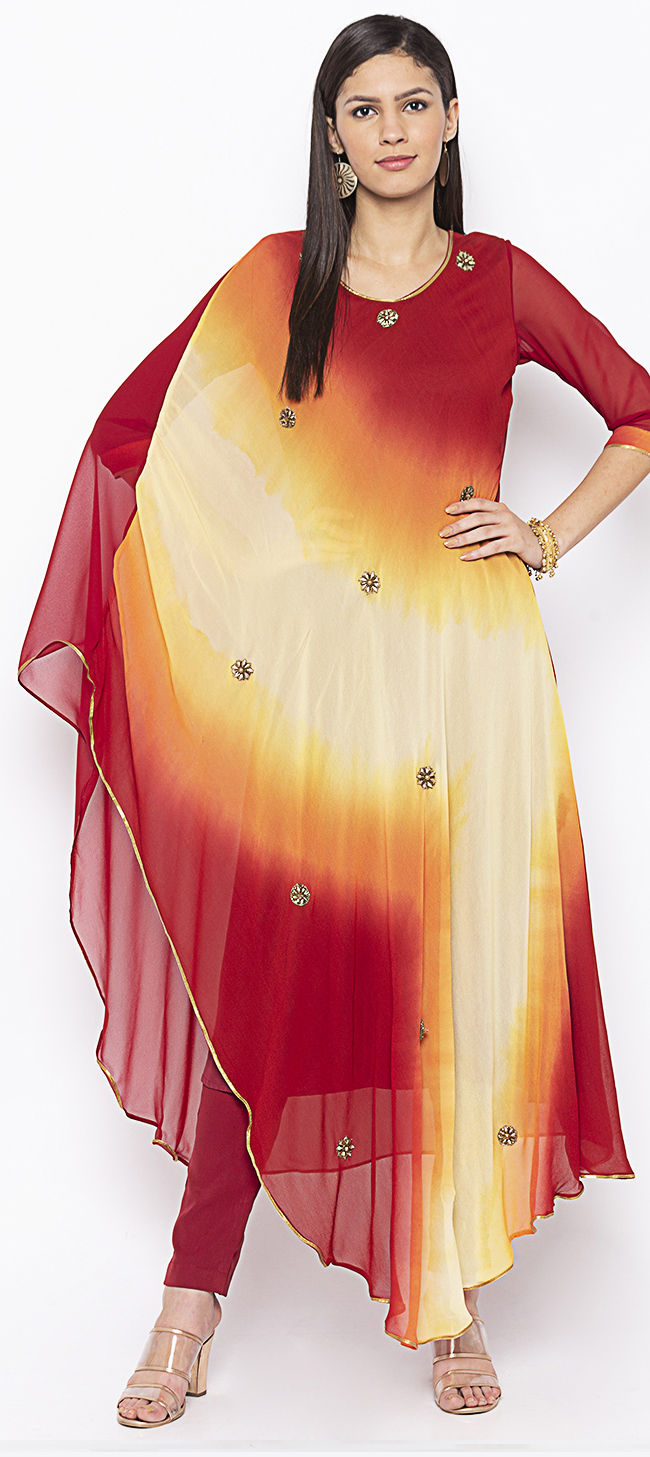 Festive, Party Wear Multicolor color Georgette fabric Tunic with Bottom ...