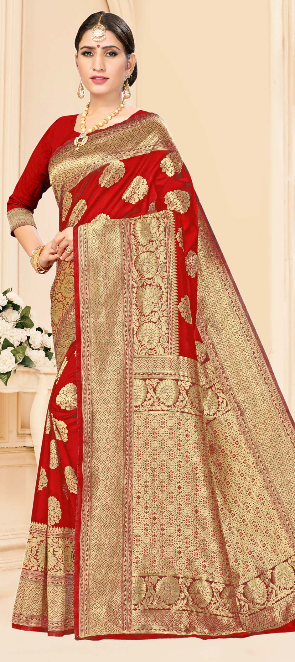 Traditional Red and Maroon color Art Silk, Silk fabric Saree : 1662309